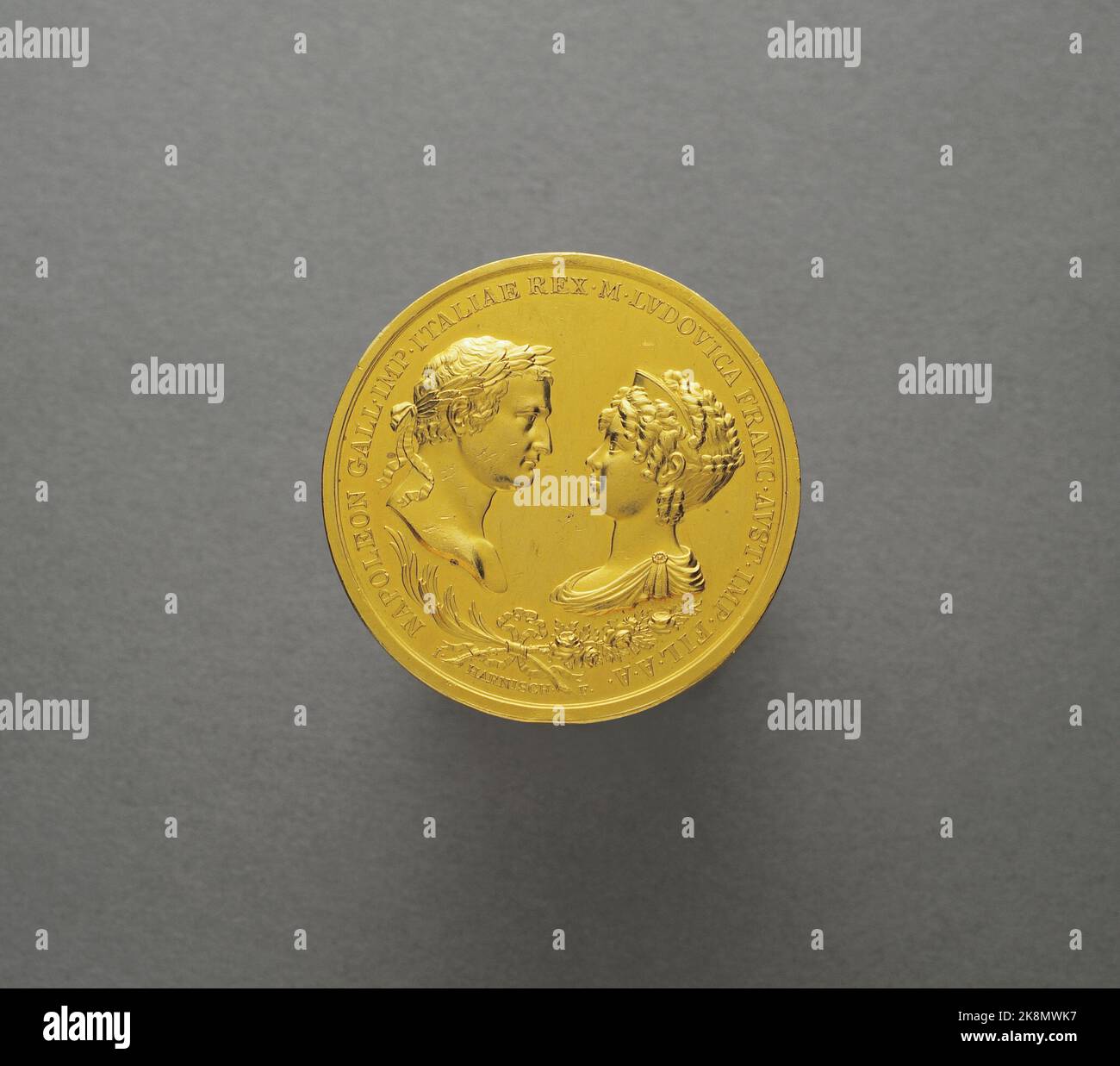 Minted coin in honour of the marriage between Napoleon I and Marie ...