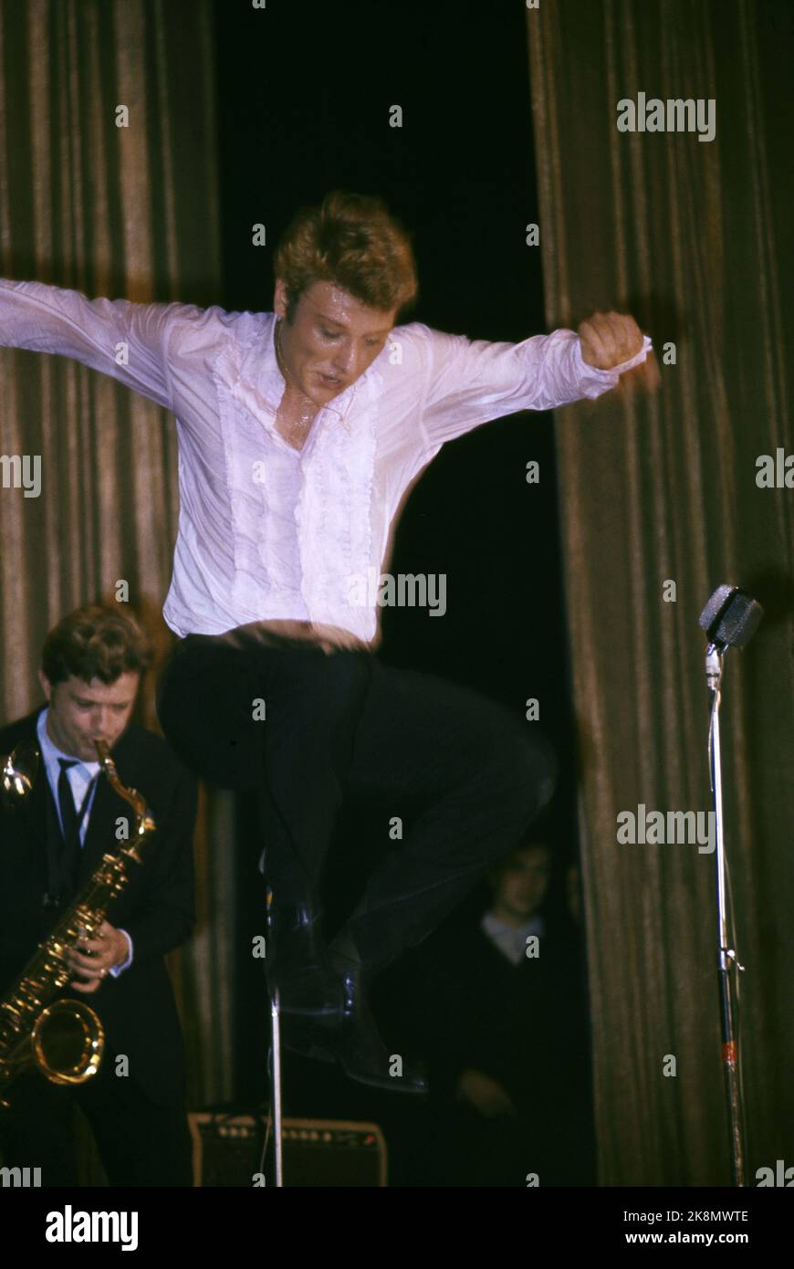 French singer Johnny Hallyday during a concert on the stage of the ...