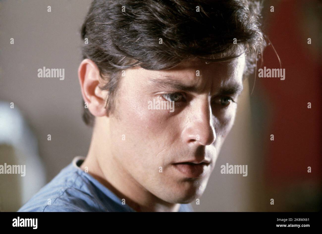 Alain Delon on the set of the film 'Diaboliquement Vôtre' (directed by ...