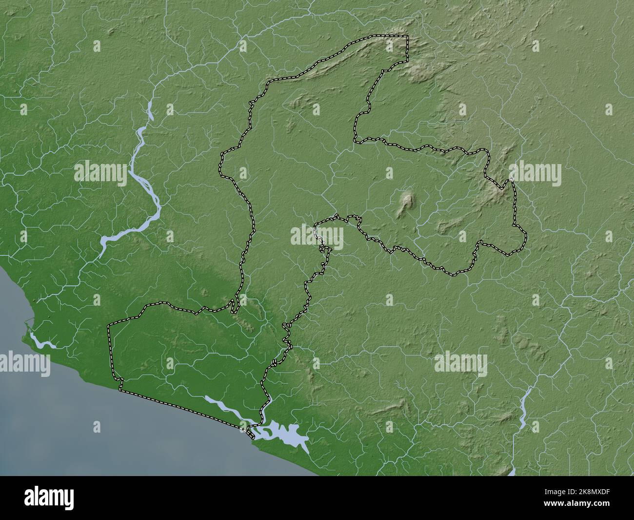 Margibi, county of Liberia. Elevation map colored in wiki style with ...