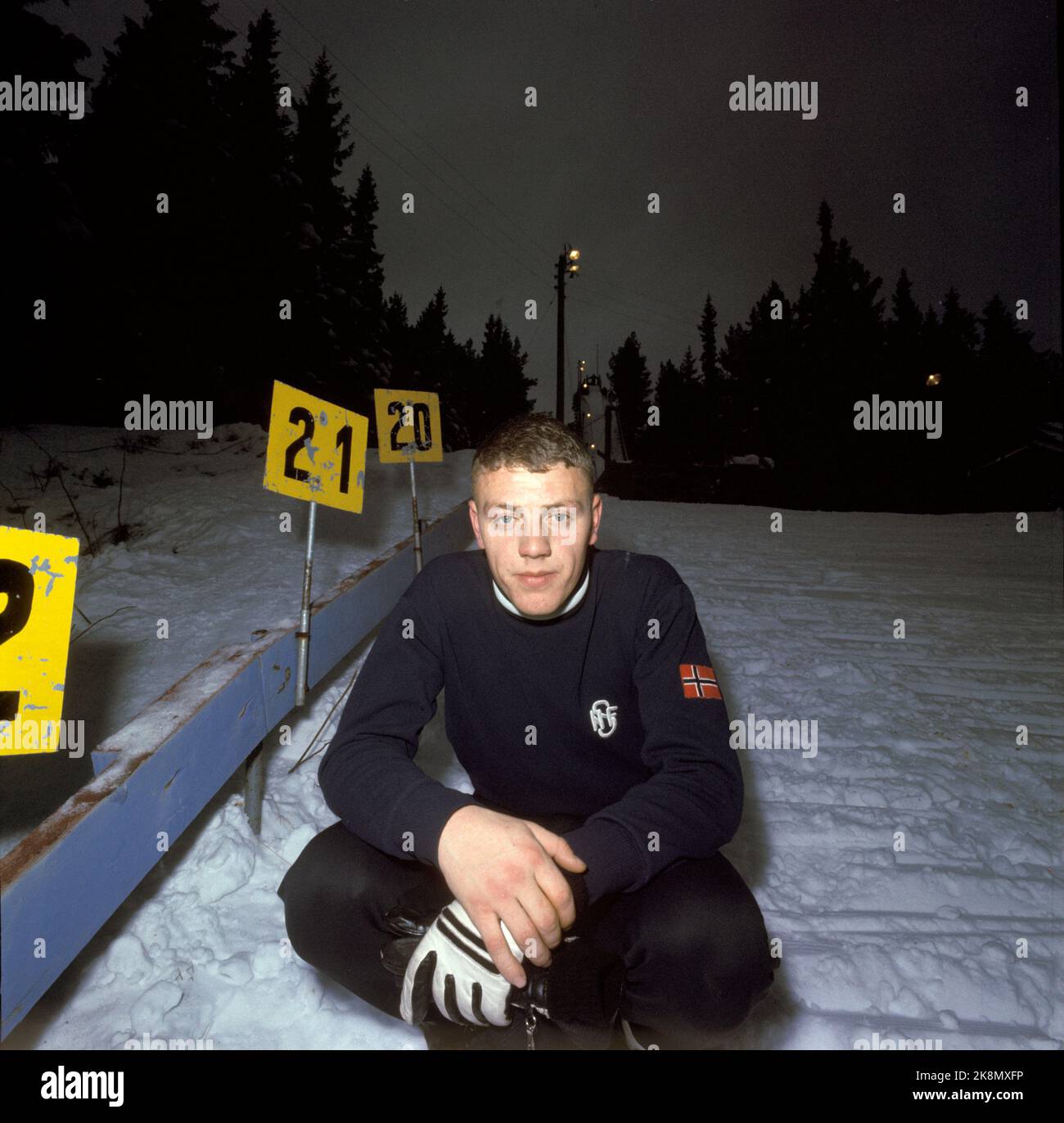 January 1966 - training at home before the World Cup Ski jumper Lars ...