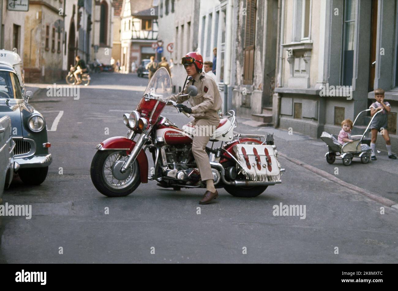 French singer Johnny Hallyday on his Harley Davidson during his ...