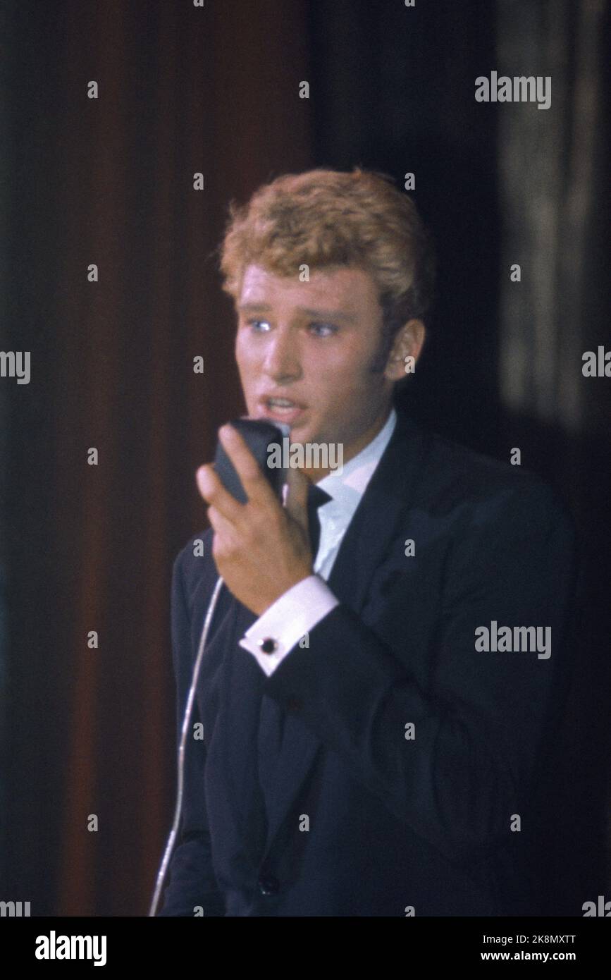 French singer Johnny Hallyday during a concert on the stage of the Olympia Hall in Paris in ...