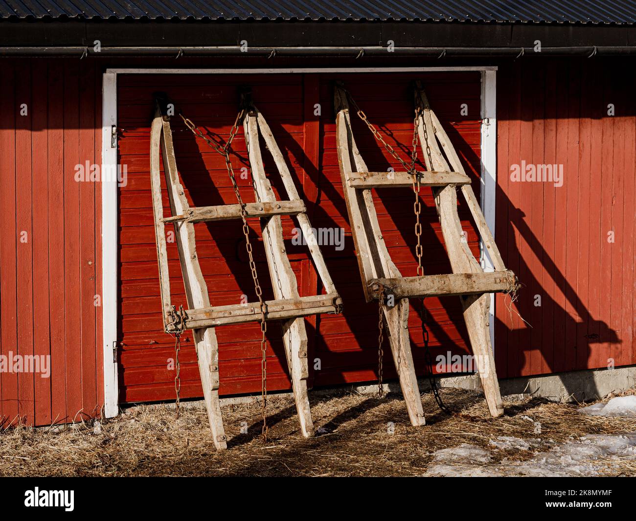 old timber sledges for horses Stock Photo - Alamy