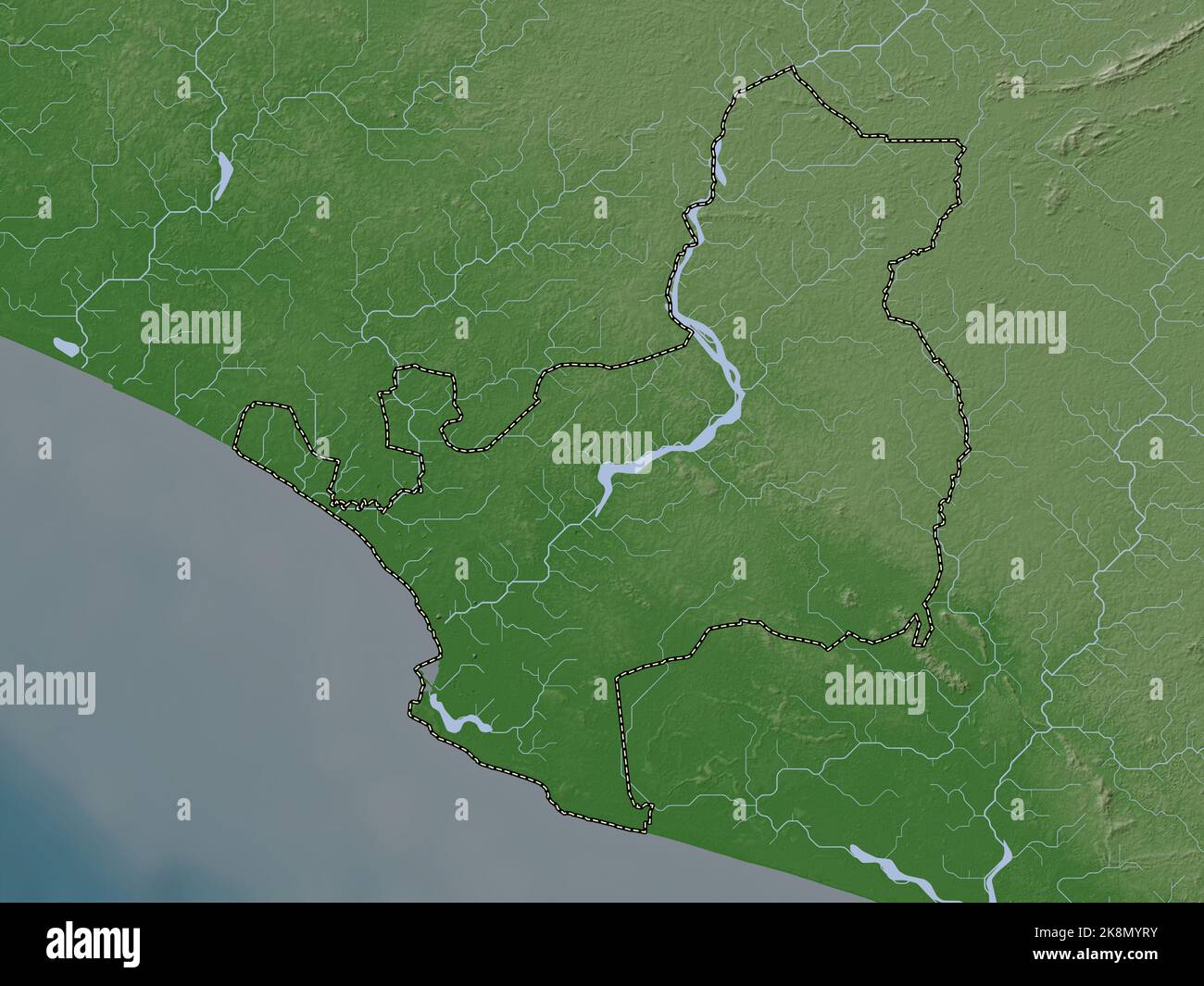 Montserrado, county of Liberia. Elevation map colored in wiki style ...