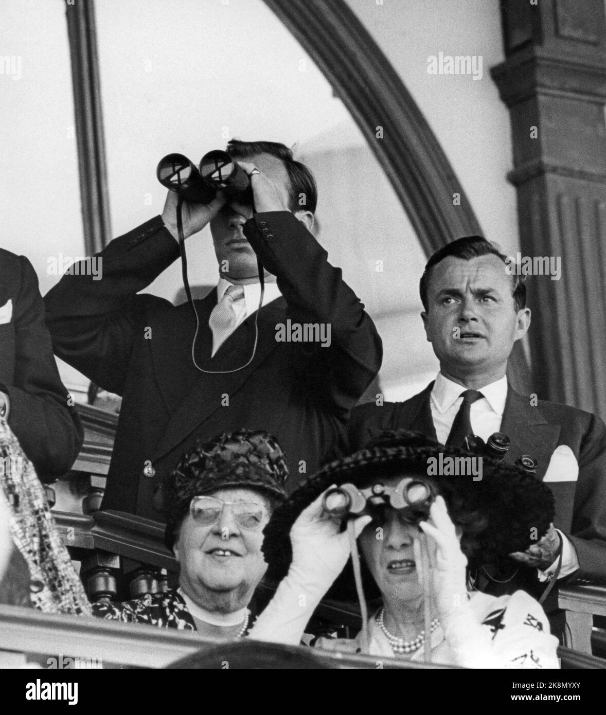 Aga Khan IV (left) with trainer Alec Head attending the Grand Prix de ...