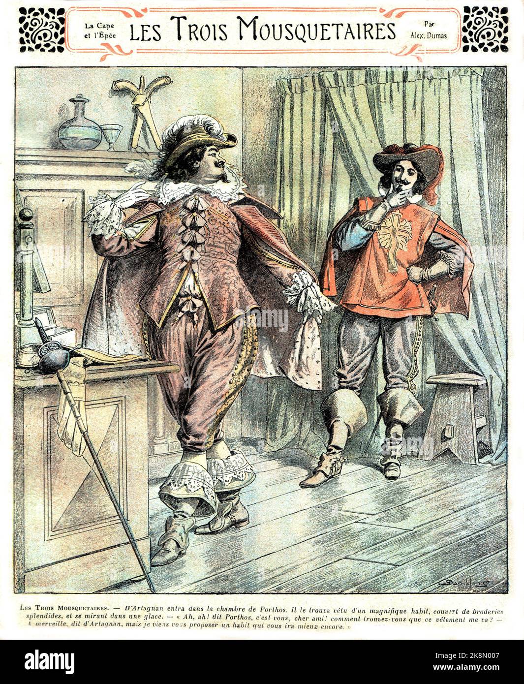 The Three Musketeers' (French: Les Trois Mousquetaires). Engraving 19th ...