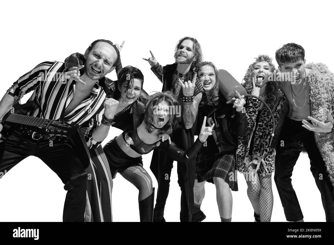 Group of stylish expressive people, man and woman, musicians ...