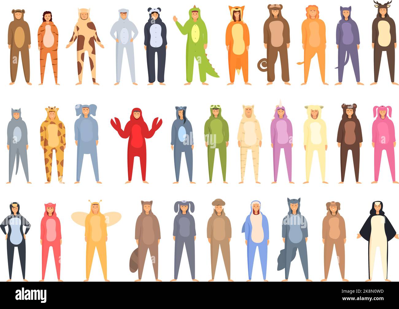 Kigurumi icons set cartoon vector. Carnival sleeping. Party dress Stock Vector Image & Art - Alamy