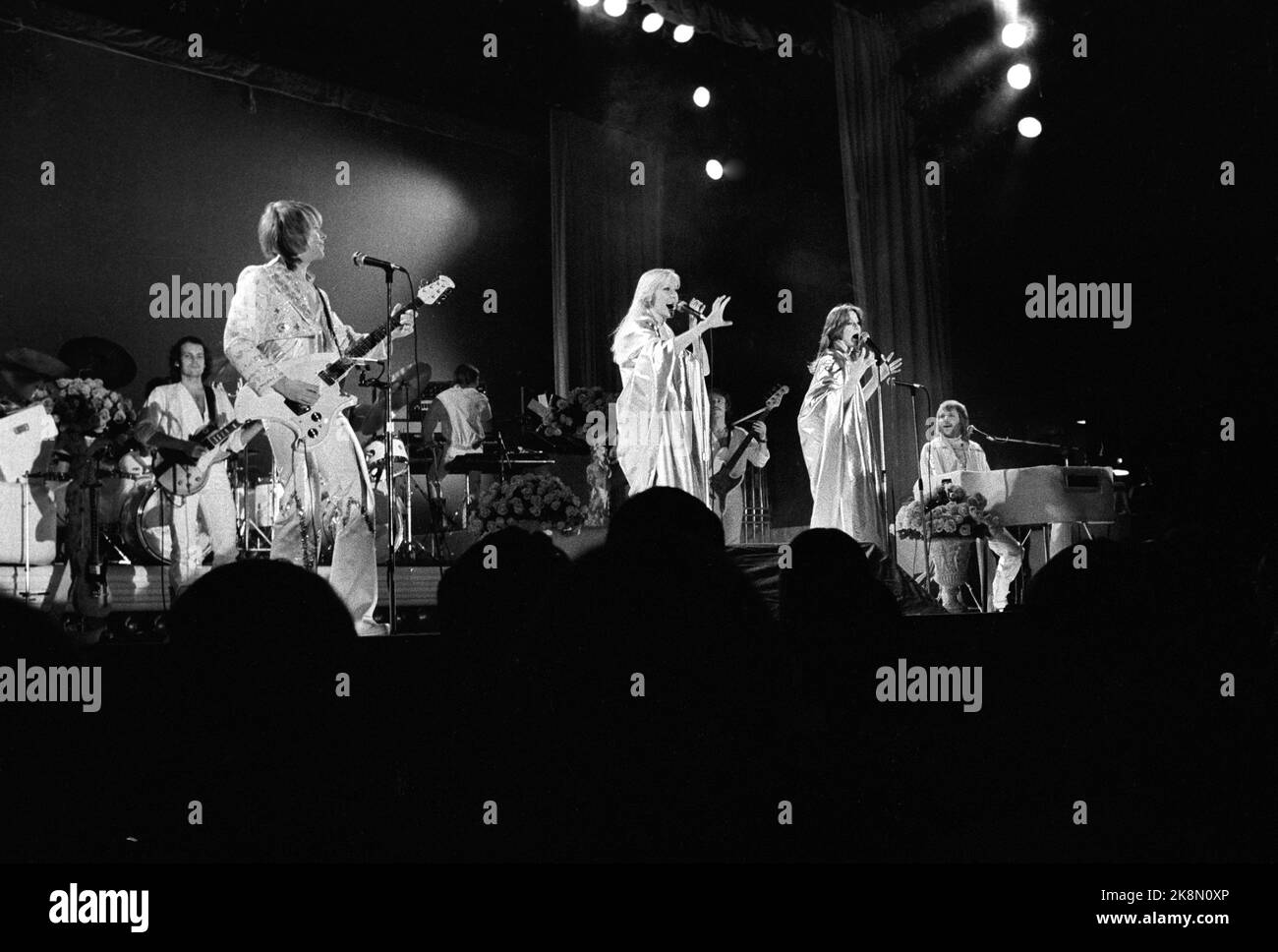 Oslo 19770128. The pop group ABBA on stage during the concert in ...