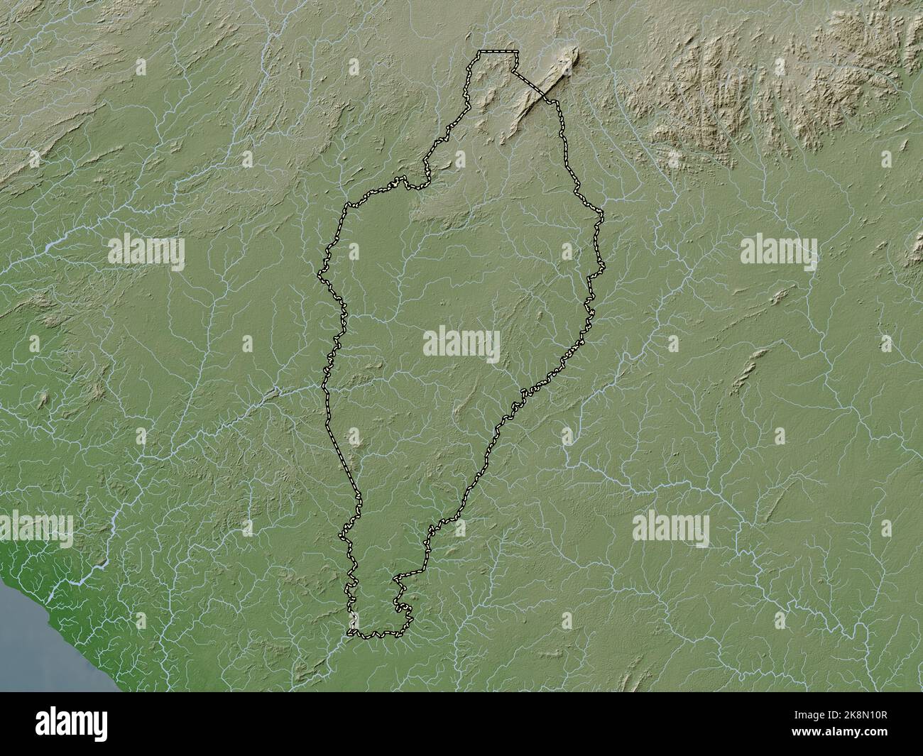 Nimba, county of Liberia. Elevation map colored in wiki style with ...