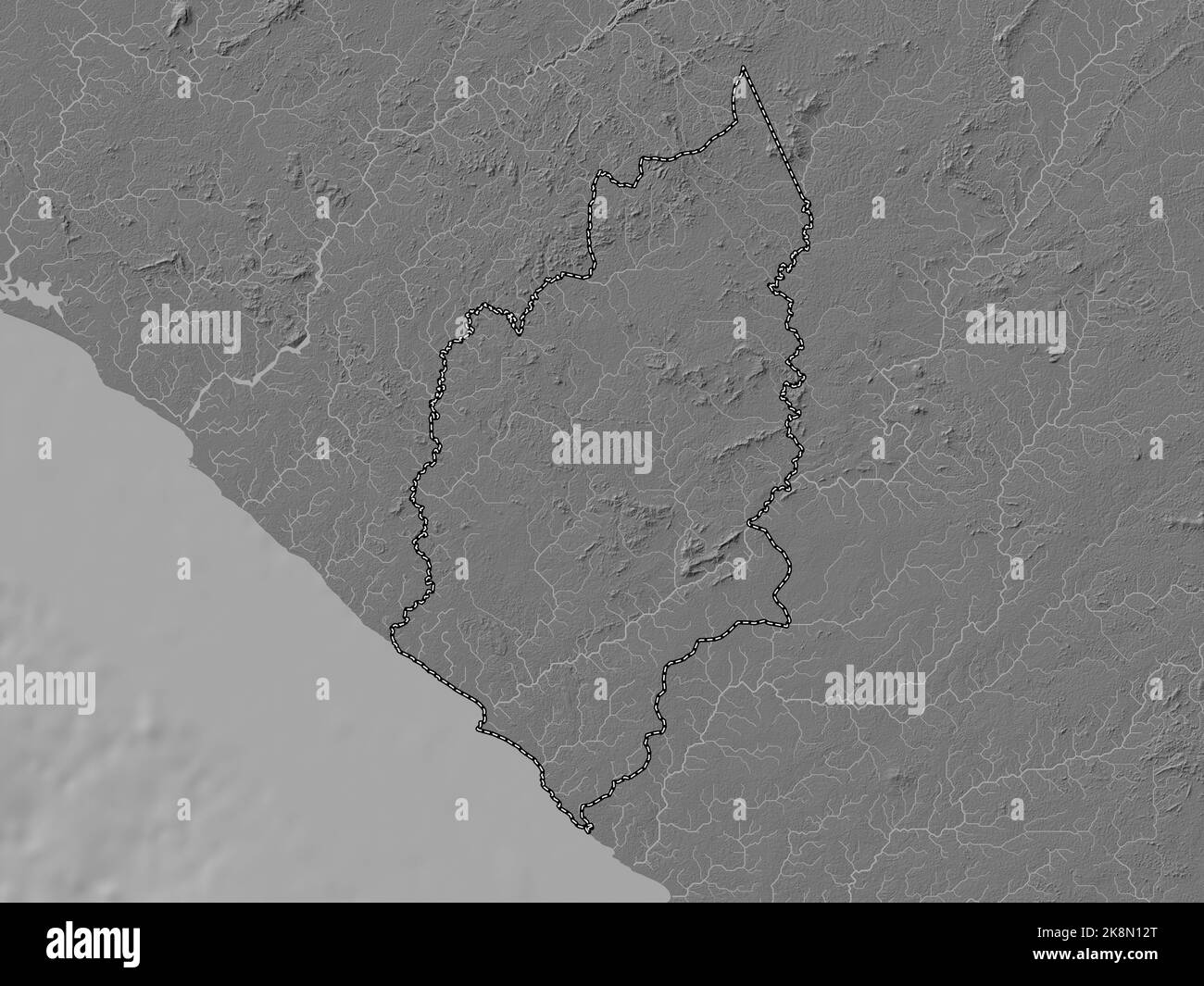 River Cess, county of Liberia. Bilevel elevation map with lakes and ...