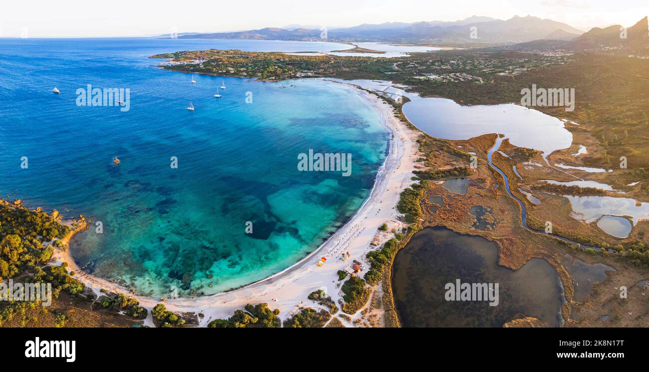 Sardegnia island nature scenery and best beaches. Aerial drone ...