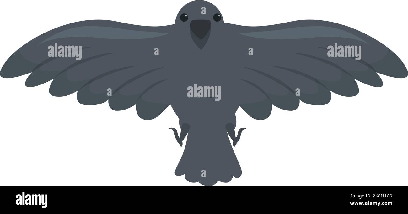 Small crow fly icon cartoon vector. Raven flight. Feather tattoo Stock ...