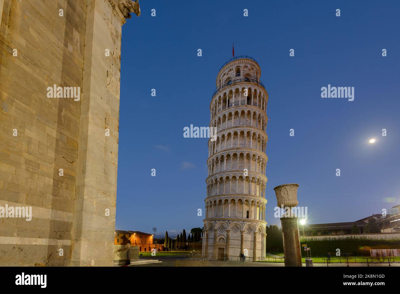 View of the leaning tower of pisa agains evening sky Stock Photo - Alamy