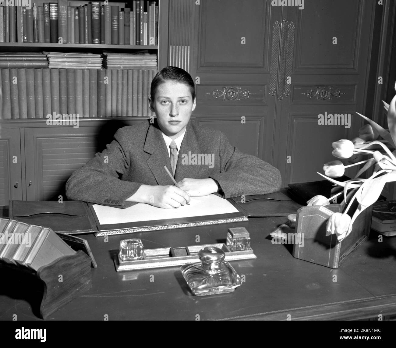 Oslo 19530119. Prince Harald photographed in connection with the 16th ...