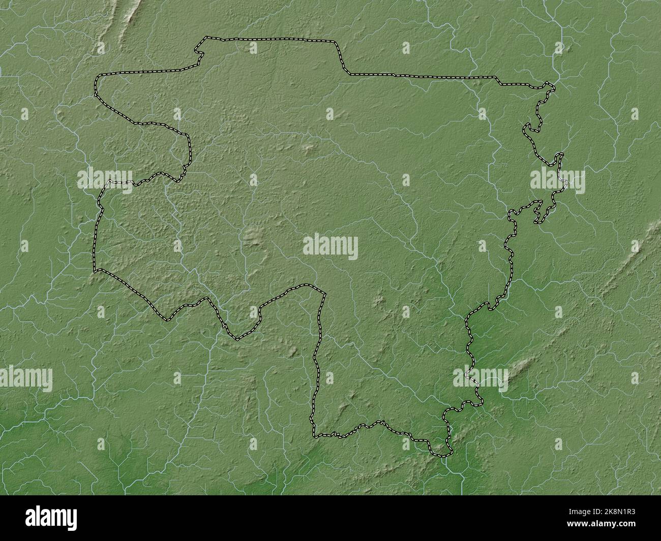River Gee, county of Liberia. Elevation map colored in wiki style with ...