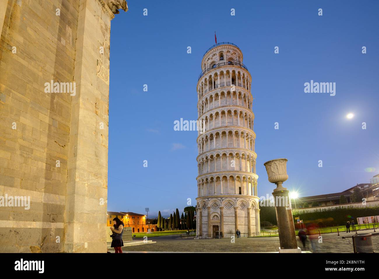 View of the leaning tower of pisa agains evening sky Stock Photo - Alamy