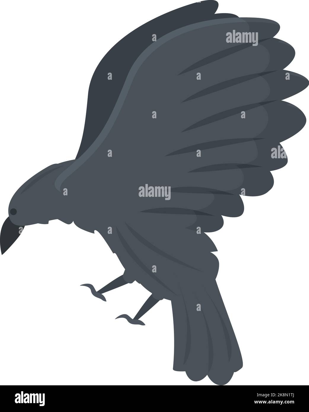 Fly crow icon cartoon vector. Death art. Tattoo ink Stock Vector Image ...