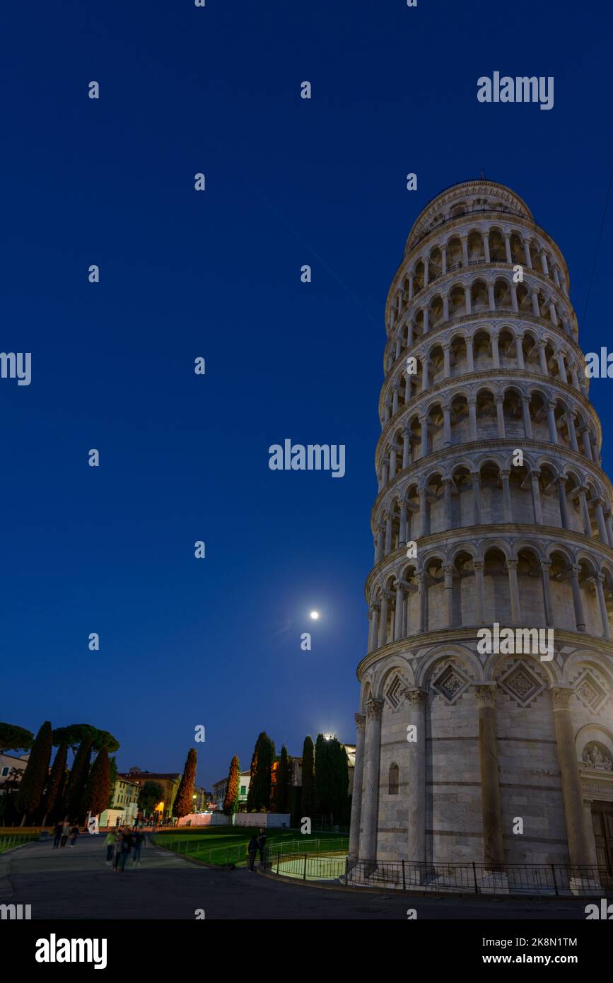 View of the leaning tower of pisa agains evening sky Stock Photo - Alamy