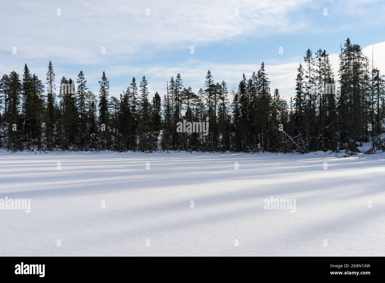 Ice covering Vesle VÃ¥lsjÃ¸en Lake up in the TotenÃ¥sen Hills, Norway ...