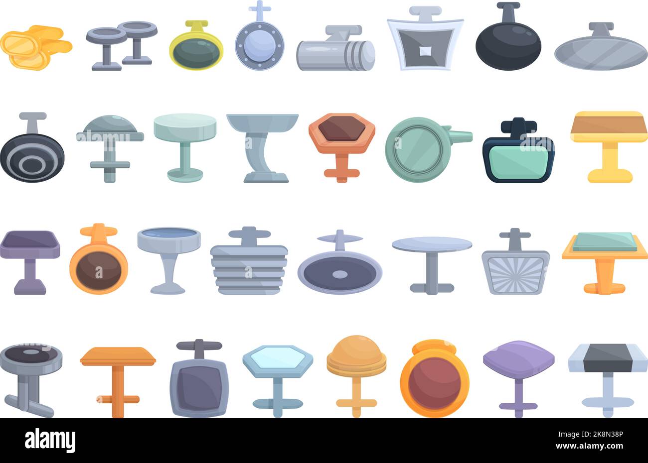 Cufflinks icons set cartoon vector. Classic golden. Cuff accessory ...