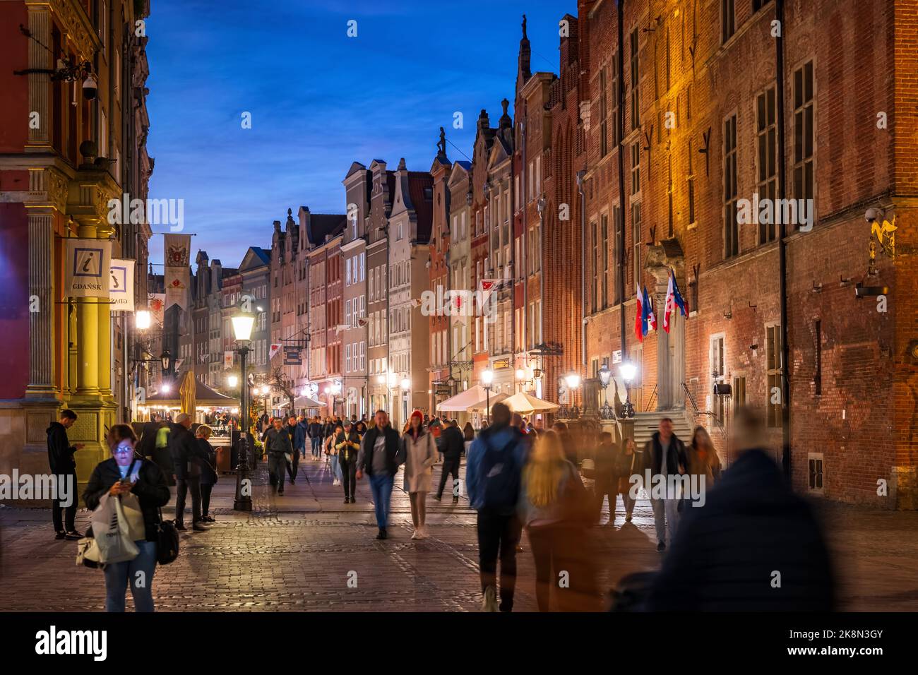 Gdansk, Poland - October 5, 2022: Evening in the Old Town, people on ...