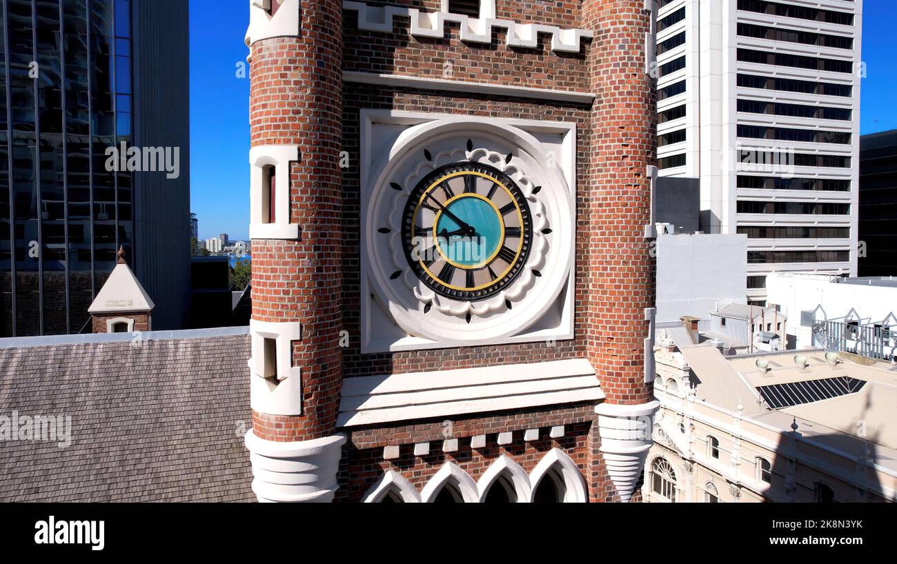 The view of Perth town hall brick-built clocktower on a sunny day Stock ...