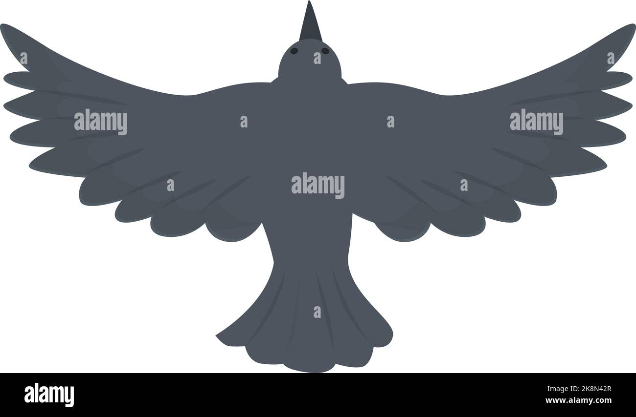 Top view fly crow icon cartoon vector. Flight art. Tree tattoo Stock ...