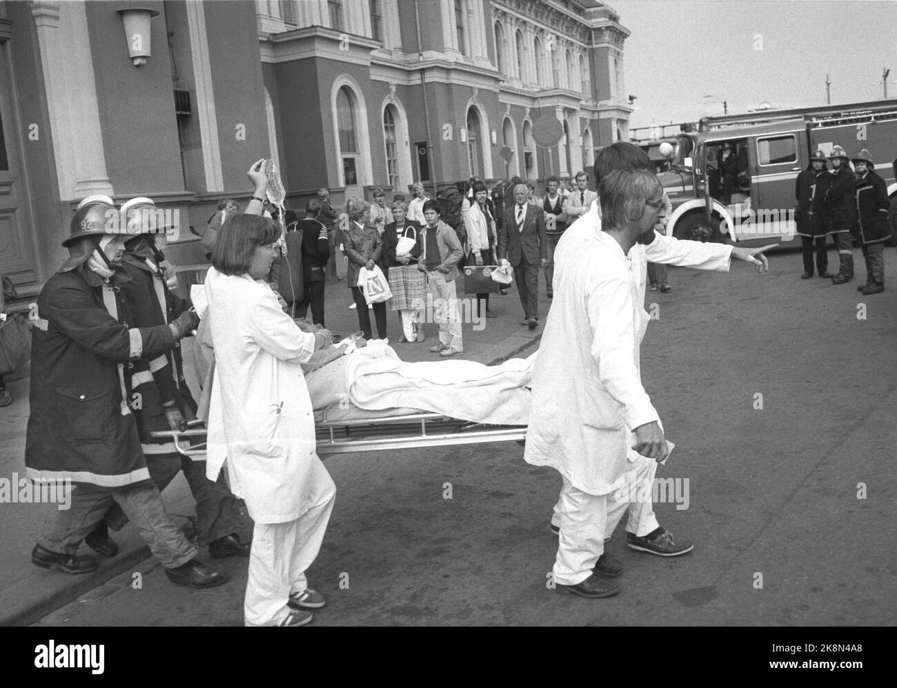 Oslo 19820702. Bomb demanded life at the Oslo East Railway Station. A ...