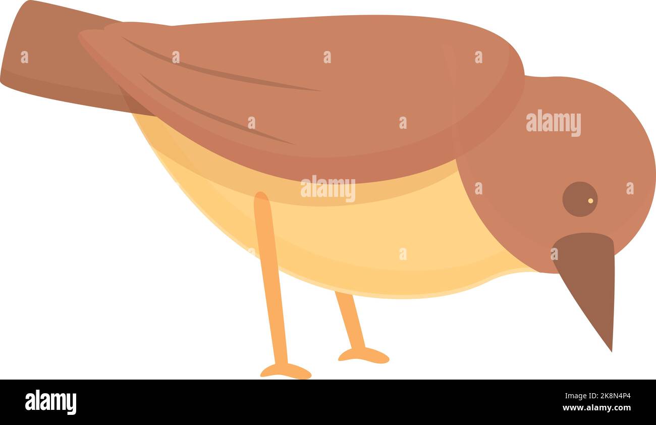Sparrow eating icon cartoon vector. Tree bird. Cute character Stock ...