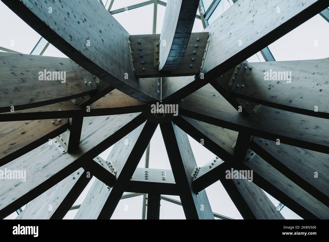 A low angle shot of a metal ceiling with light in Banana Island, Qatar ...