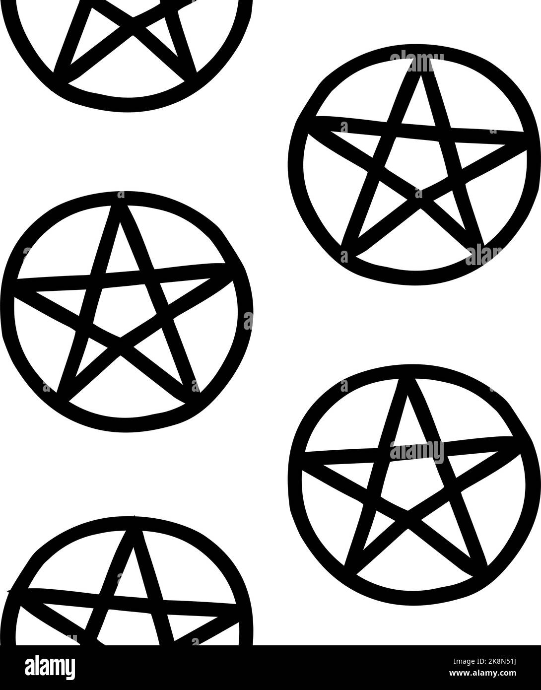 Vector seamless pattern of hand drawn doodle sketch pentagram isolated ...