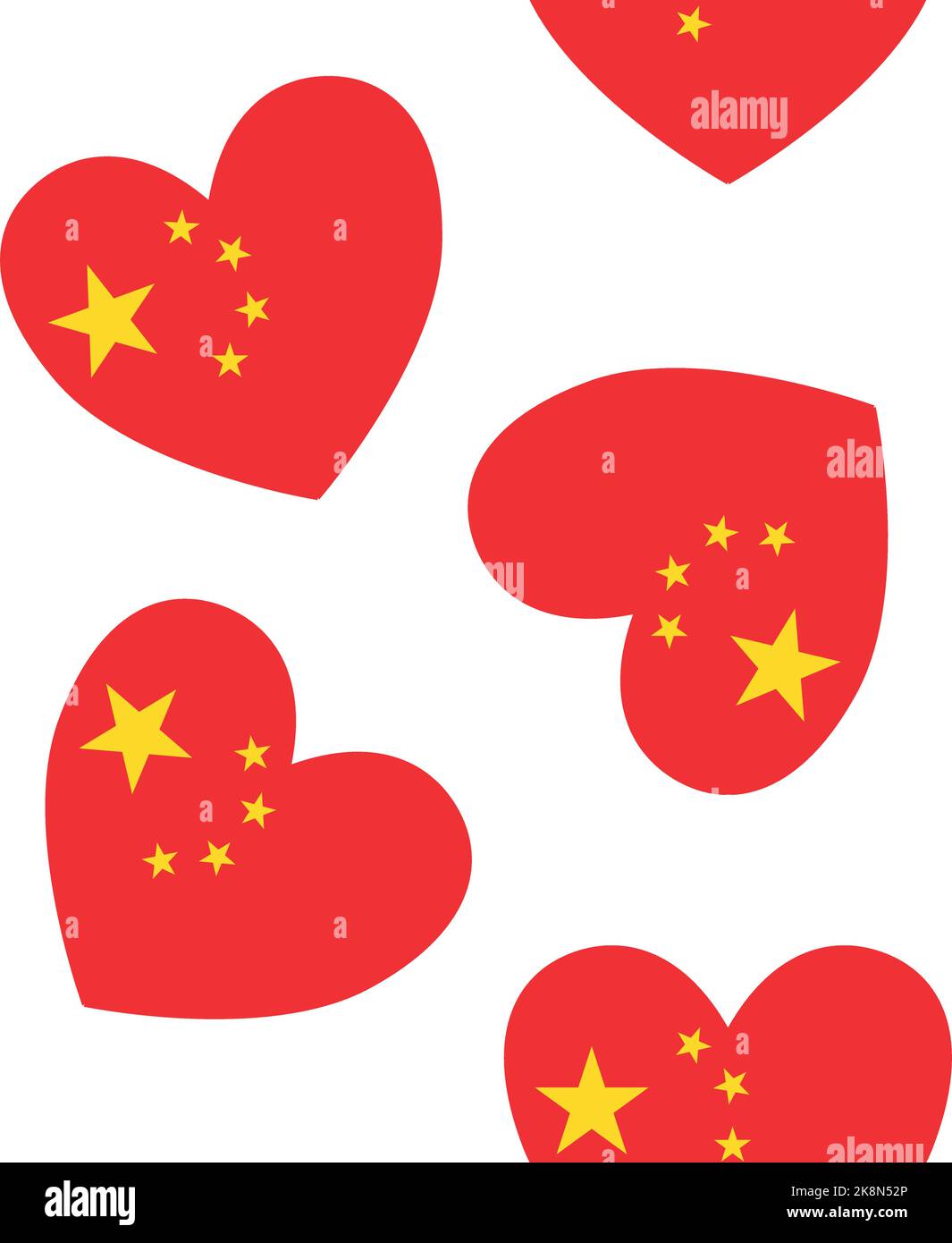 Vector seamless pattern of flat Chinese China flag heart isolated on ...