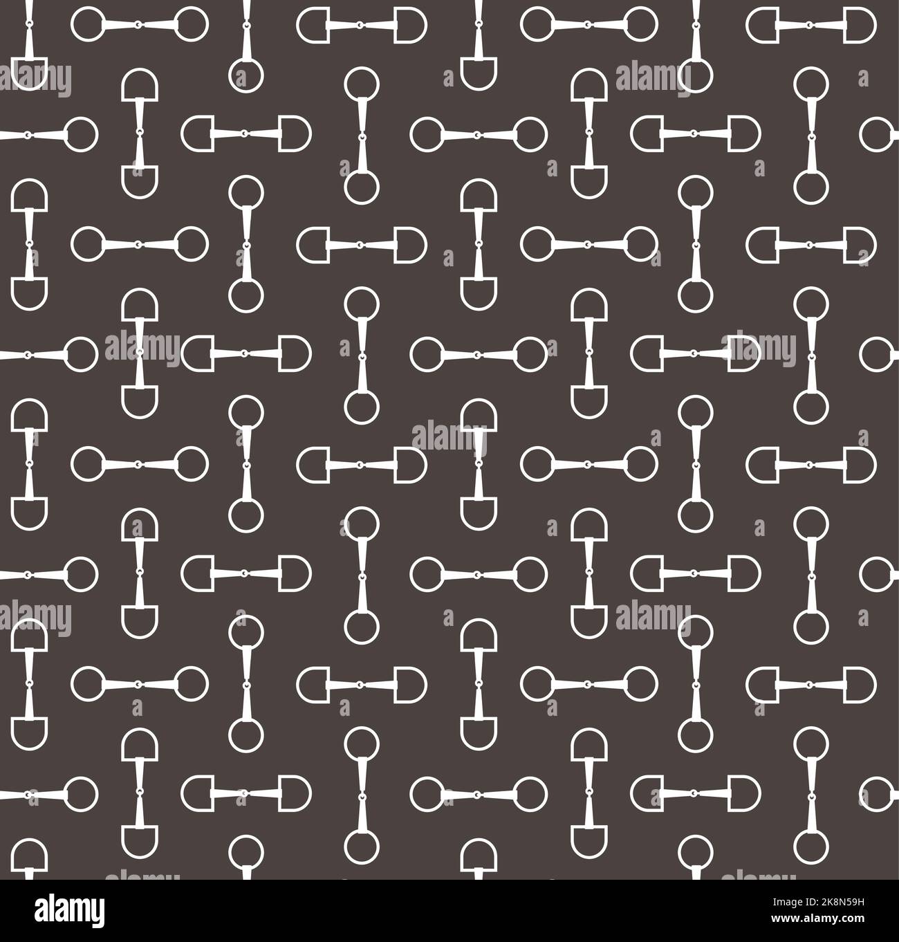Vector seamless pattern of flat horse equestrian bit isolated on brown ...