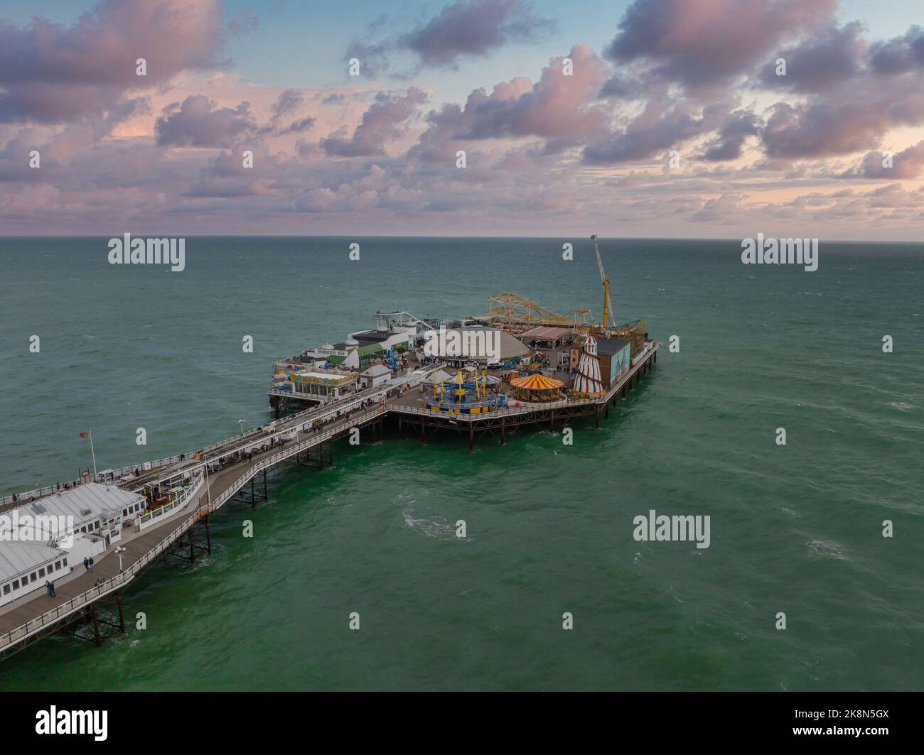 Aerial view of Brighton Palace Pier, with the seafront behind Stock ...