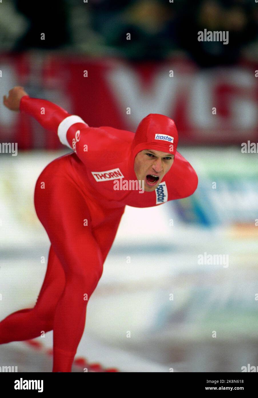 Hamar 4-6. December 1993. Johann Olav Koss during WC skates in the ...
