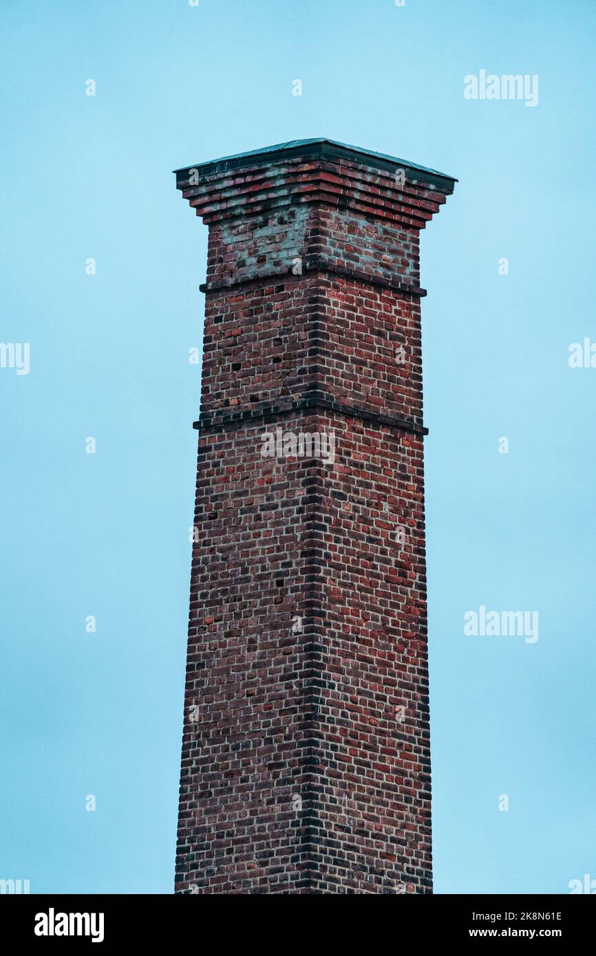 Old industrial brick chimney of the town of GjÃ¸vik, Norway Stock Photo ...