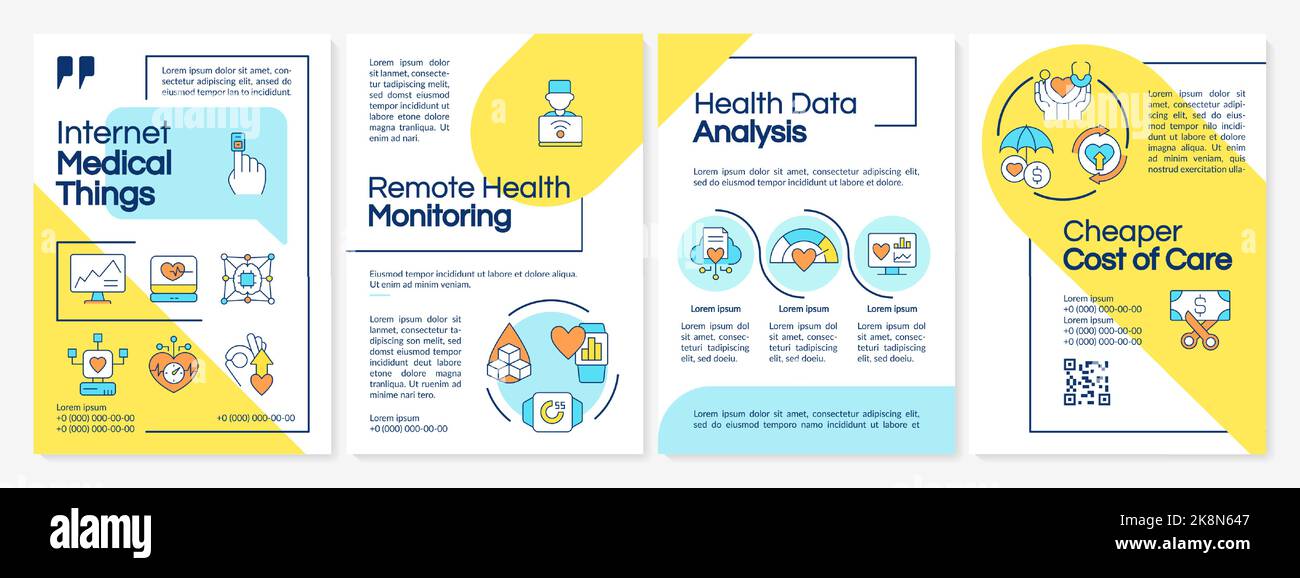 Internet of medical things yellow and blue brochure template Stock ...