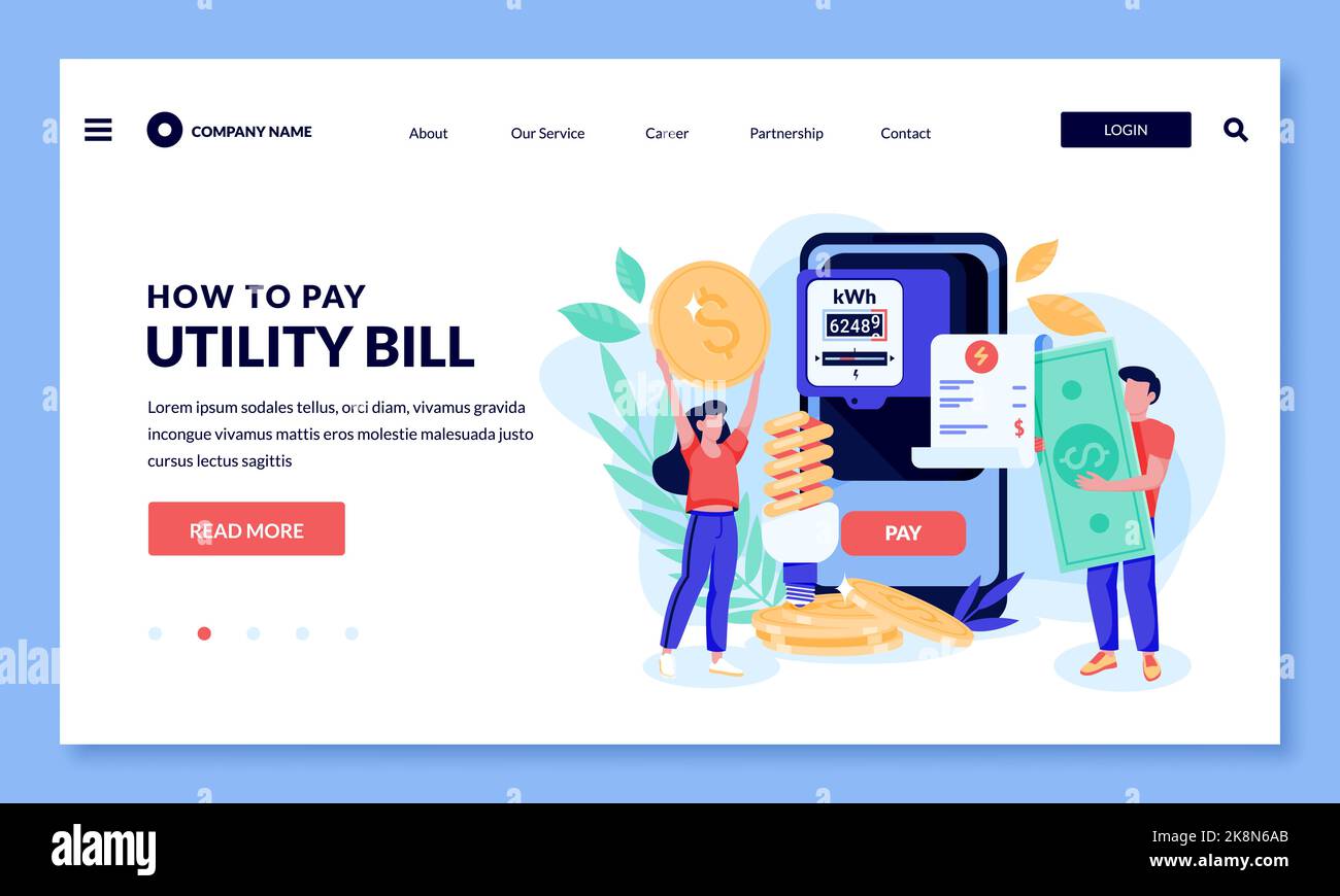 Utility bill online payment concept. Vector flat cartoon illustration ...