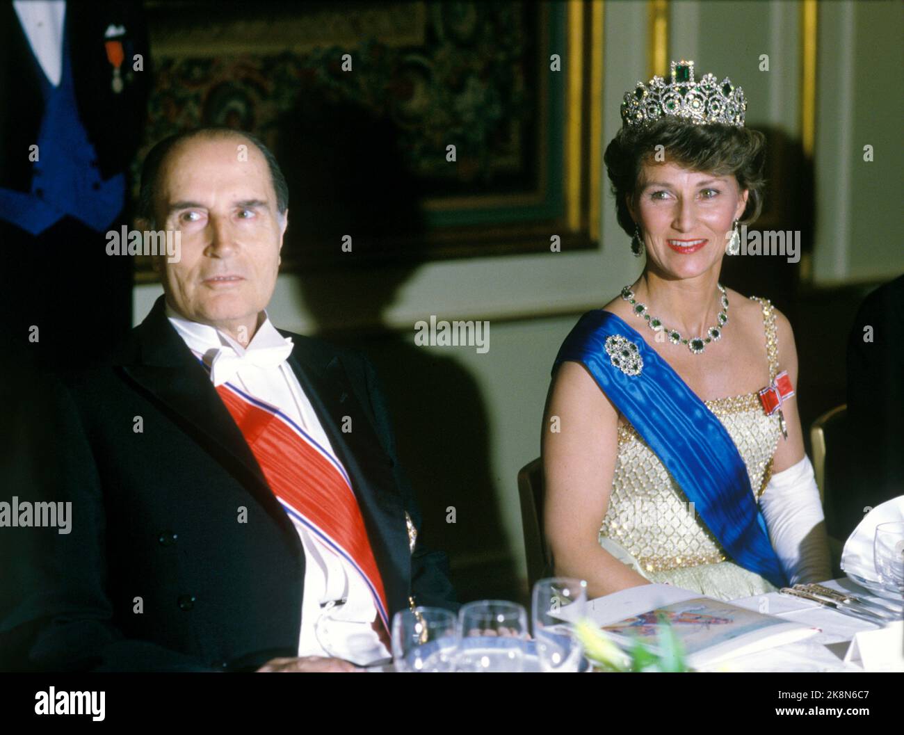 President mitterrand with crown princess sonja hi-res stock photography ...