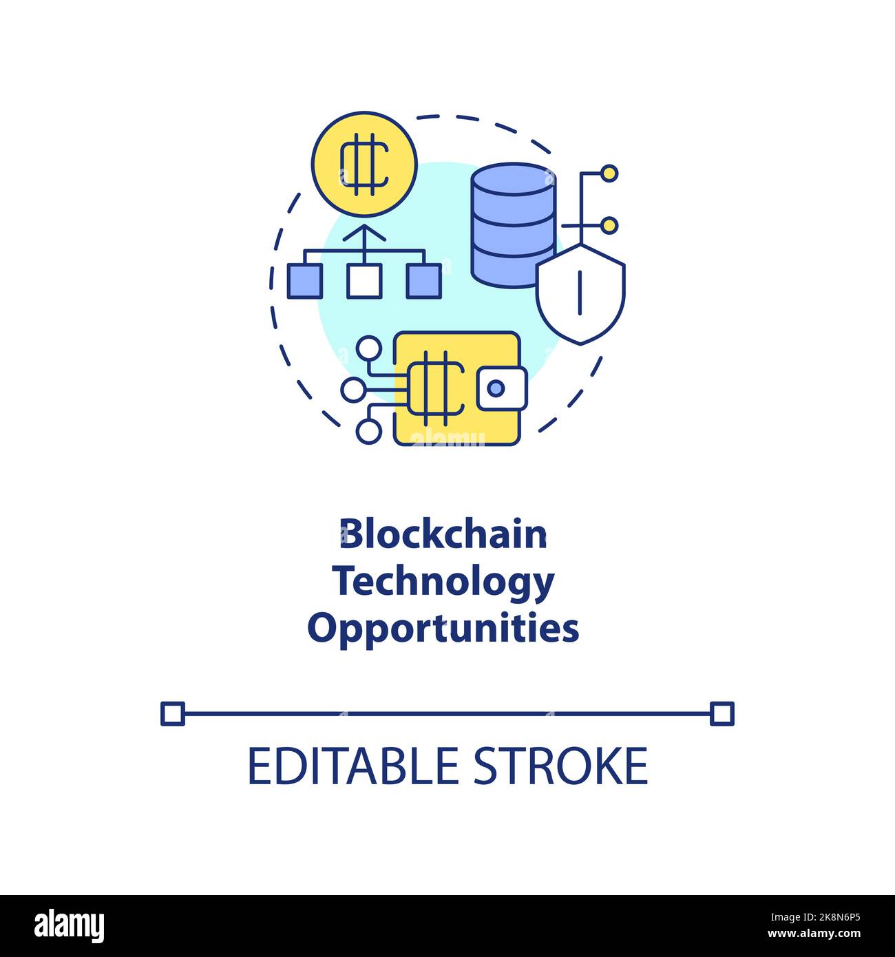 Blockchain technology opportunities concept icon Stock Vector Image ...