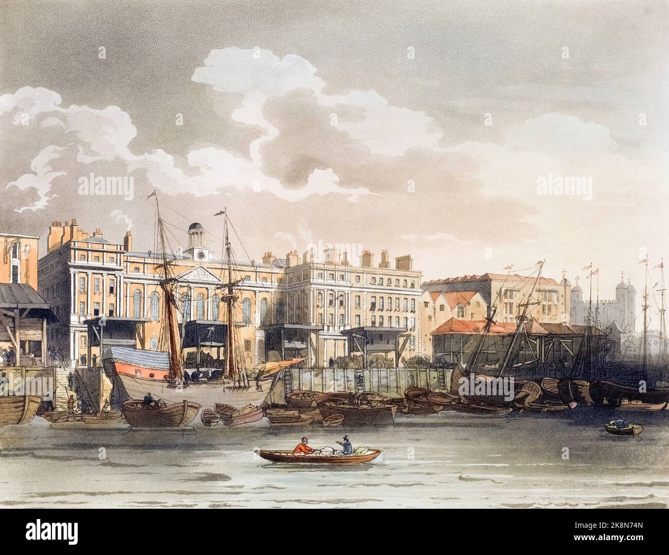 Custom House from the River Thames. Circa 1808. After a work by August ...