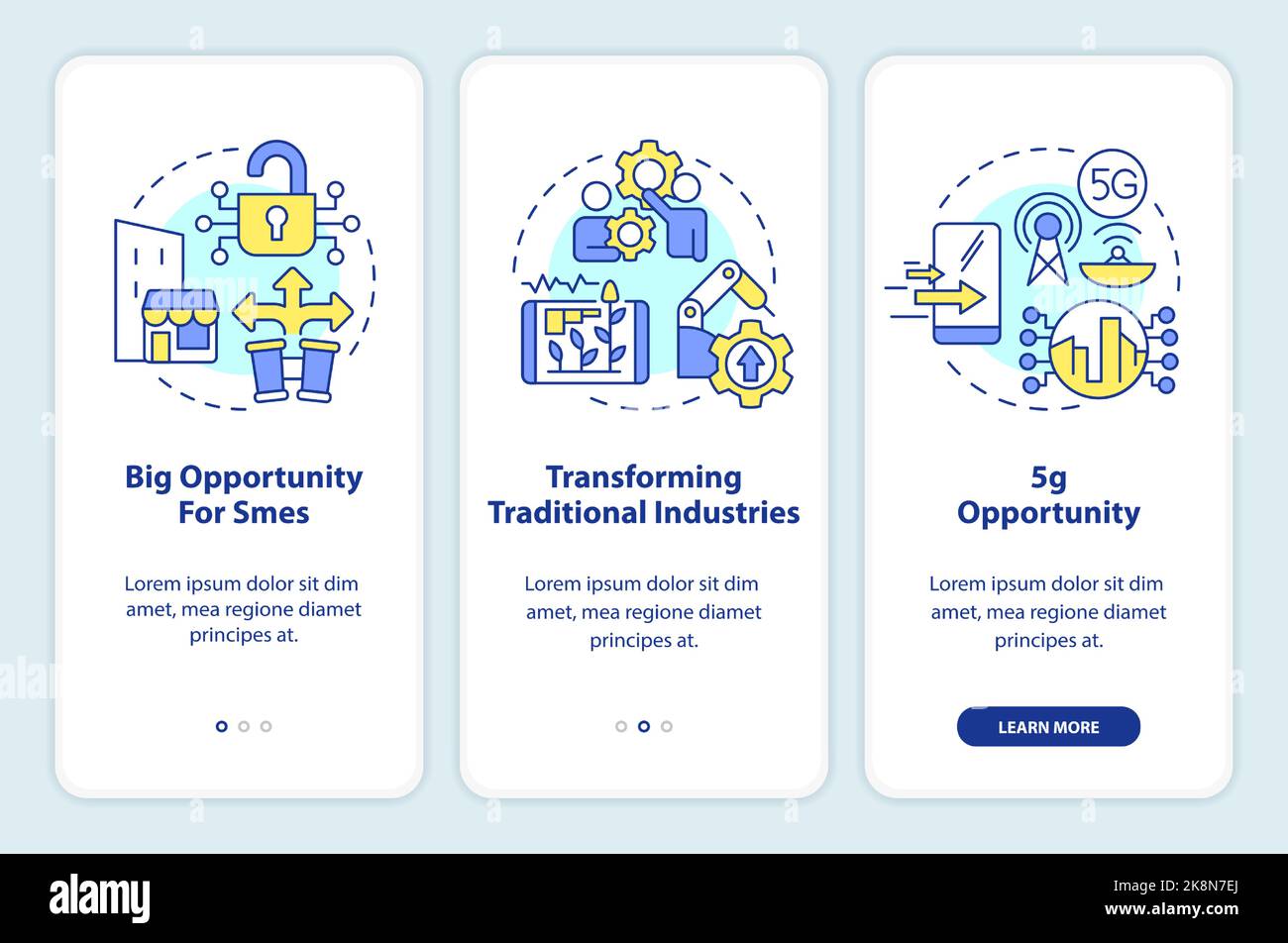 IoT business transformation onboarding mobile app screen Stock Vector ...