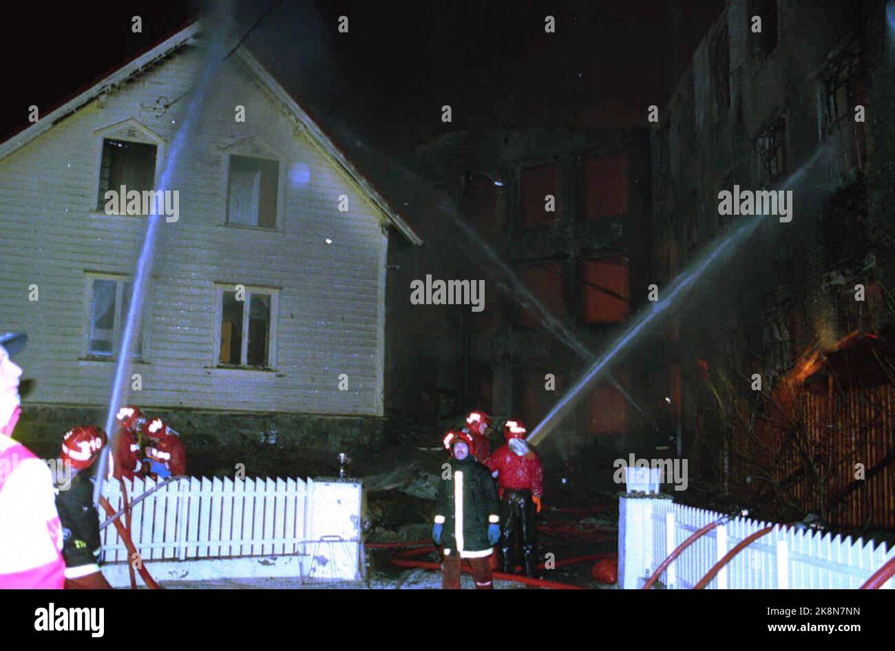 Salhus Bergen.19950105. From the fire in the old historic factory ...