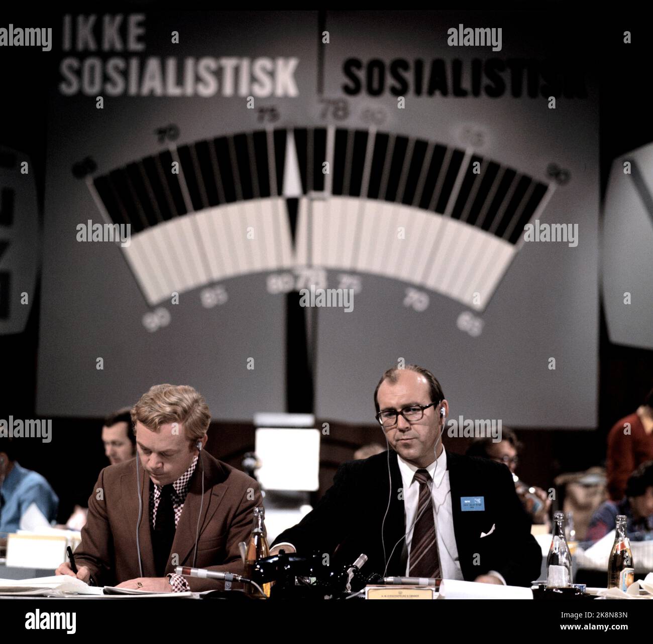 Oslo 19730910. The Storting elections 1973 in the Broadcasting House ...