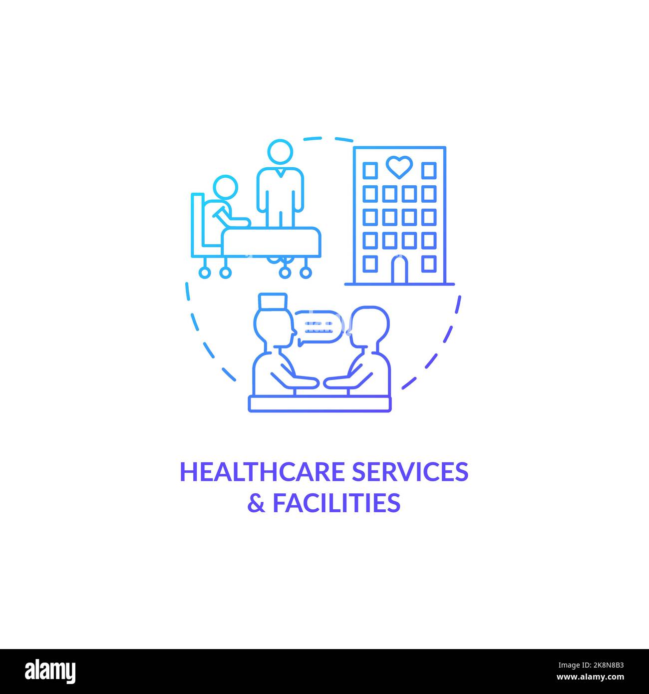 Healthcare providers and facilities blue gradient concept icon Stock ...