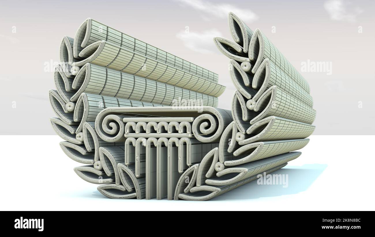 Modern 3D Illustration of architectural structures based on Archaic and ...