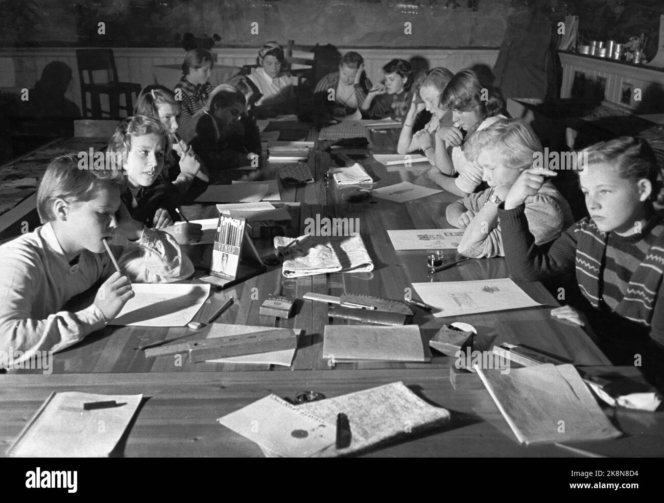 Oslo December 1952 "Our opinion about you adults" two girl classes from ...