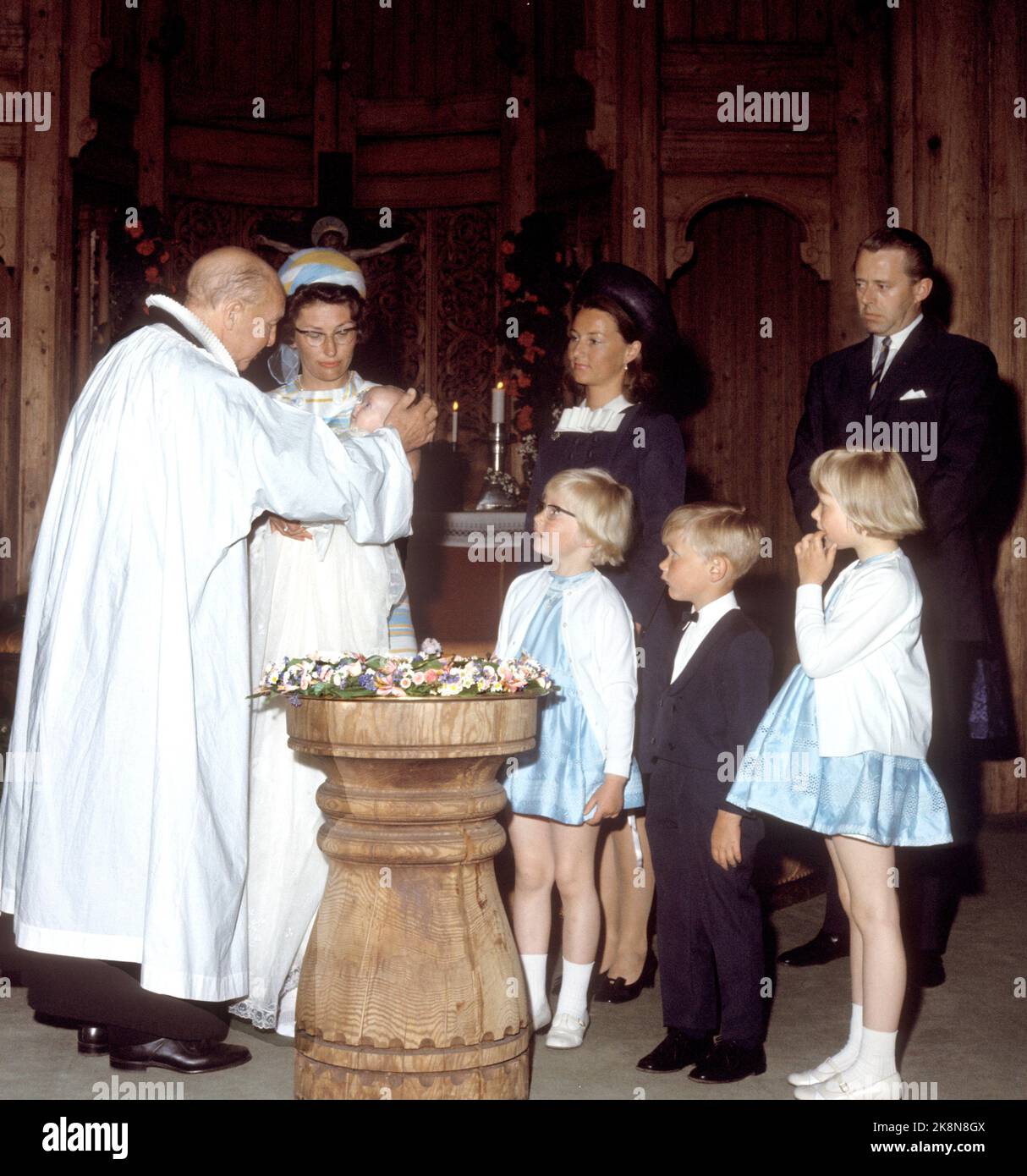 Oslo 19690530. Princess Astrid and Johan Martin Ferner carry their ...